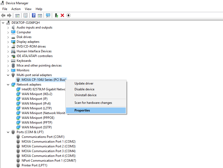 How do I change the default COM port setting for multiport serial boards?
