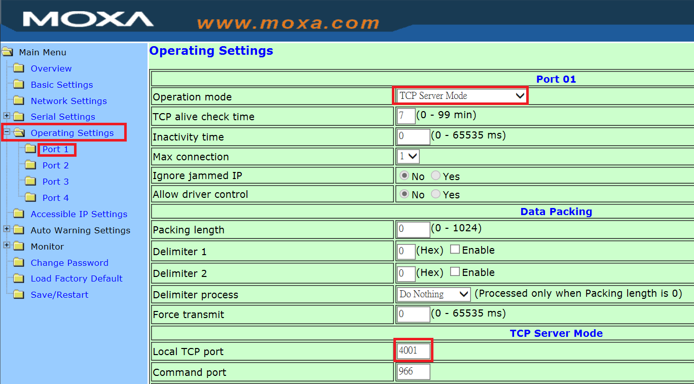 How can I configure my NPort 5450 to send data from its serial port 1 ...