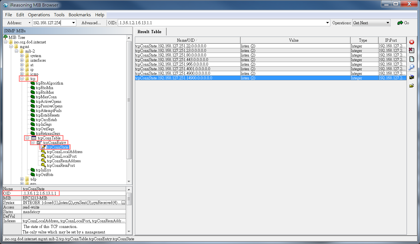 How do I use a SNMP MIB browser to monitor the status of all NPorts in ...